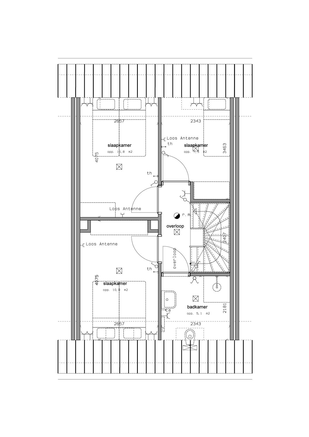 Plattegrond 1e verdieping - Tussenwoning | Smart2Start